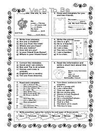 Fun activity Verb To Be Game - Docsity