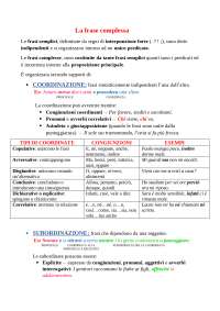 La frase complessa | Appunti di Italiano | Docsity