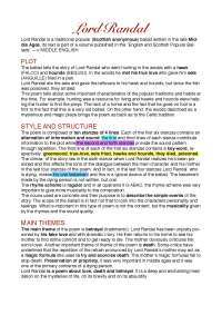 The ballad of Lord Randal - Docsity