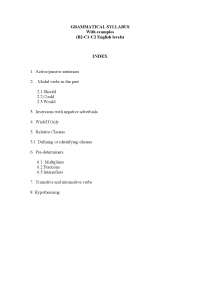GRAMMATICAL SYLLABUS - With examples - (B2-C1-C2 English levels) - Docsity