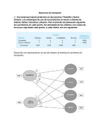 Modelos de Transporte - Ejercicios | Ejercicios de Investigación de Operaciones | Docsity