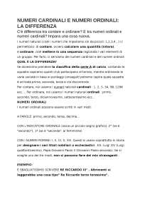 I numeri cardinali e ordinali | Appunti di Italiano | Docsity