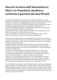 La teoria dell'alienazione in Marx e in Feuerbach. - Docsity