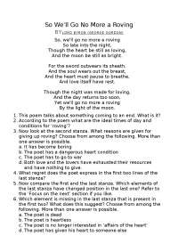 So we'll go no more a roving - Docsity