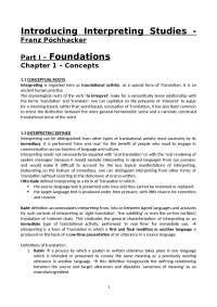 Riassunto di "Introducing Interpreting Studies" - Docsity