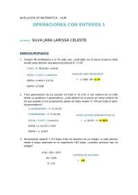 OPERACIONES MATEMÁTICAS CON NÚMEROS ENTEROS - Docsity