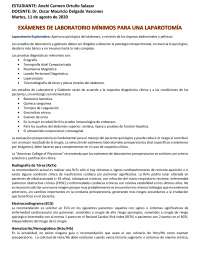 Examenes de laboratoria preoperatorios - Docsity