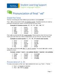 Pronunciation of final “-ed” - Docsity