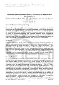The study of note taking and memory in consecutive interpreting in Interpreting - Docsity