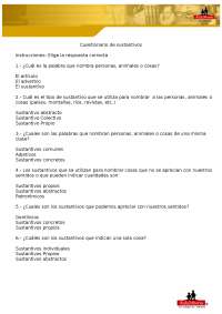 REPASO TIPOS SUSTANTIVOS - Docsity