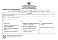Budget of Lesson for Advanced Physics - Docsity