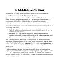 Il codice genetico (codoni) - Docsity