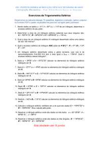Exercícios de Trigonometria Esférica - Docsity