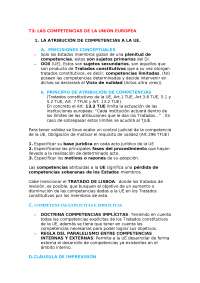 RESUMEN T3 LAS COMPETENCIAS DE LA UNIÓN EUROPEA IJUE - Docsity