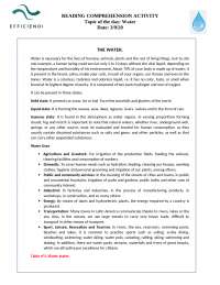 Reading comprehension for 6th grade - Docsity