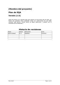Plantilla Plan de SQA | Guías, Proyectos, Investigaciones de Gestión de la Calidad | Docsity