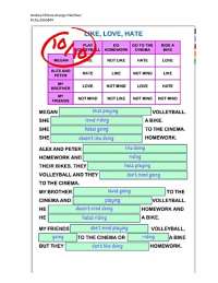 Actividad ingles like love hate | Apuntes de Idioma Inglés - Docsity