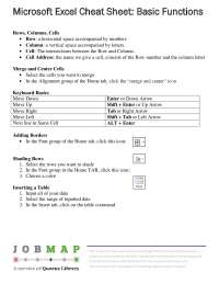 Microsoft Excel Cheat Sheet: Basic Functions - Docsity
