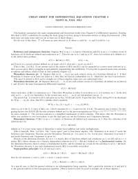 Cheat Sheet for Differential Equations - Docsity