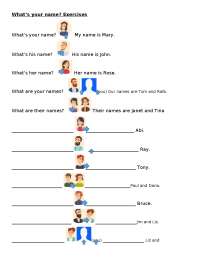 Whats your name, how are you | Ejercicios de Inglés | Docsity