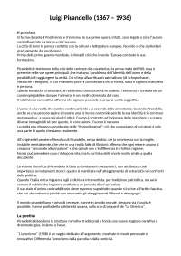 Luigi Pirandello - vita, poetica e stile - Docsity