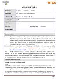 Unit 19. Data Structures and Algorithms | Assignments Computer Science - Docsity