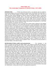 Riassunto: Peter Raby, The Cambridge Companion to Harold Pinter - Docsity