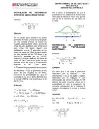 DISTRIBUCION DE DIFERENCIAS ENTRE DOS MEDIAS MUESTRALES - Docsity