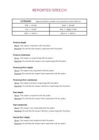 Reported speech (estilo indirecto inglés) - Docsity