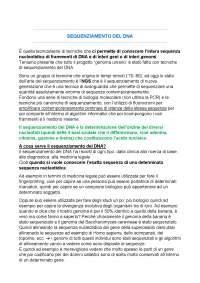 Tecniche di laboratorio biologia molecolare: sequenziamento del DNA - Docsity