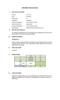 Modelo de informe de la prueba stroop - Docsity