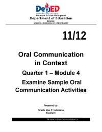 Oral communication Quarter 1 module 4 | Assignments English | Docsity