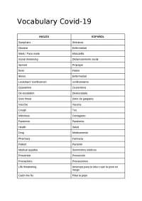 English Vocabulary Covid-19 - Docsity