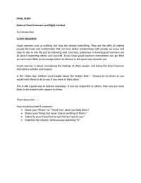 Modules 1 For Good Manners and Right Conduct - Docsity
