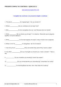 Ejercicios presente simple y presente continuo - Docsity