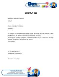 Circular interna de una empresa - Docsity