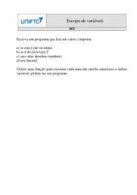 Escopo de variáveis - Algoritmo - Docsity