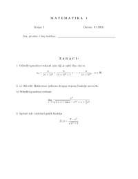 Kolokvijum II matematika 1 fon | Ispiti' predlog Matematika 1 - Docsity