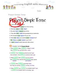 EJERCICIOS DE LA LENGUA EN PRESENTE SIMPLE - Docsity