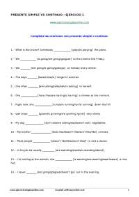 Present simple vs continuous - Docsity