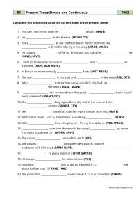 Present simple vs continuous | Ejercicios de Inglés | Docsity