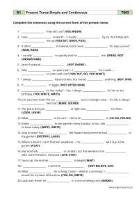 Present simple vs continuous | Ejercicios de Inglés | Docsity