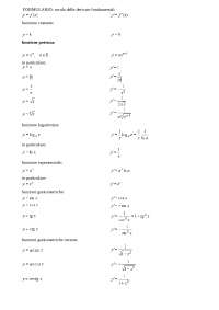 Tavola delle derivate fondamentali - Docsity