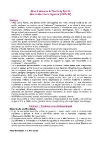 Alice Lakwena & the Holy Spirits - Docsity