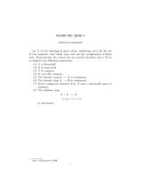Quiz 1 Practice Problems on Fundamental Concepts in Topology | MATH 730 ...