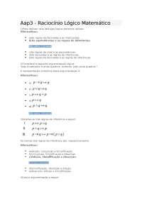 Aap3 - Raciocínio Lógico Matemático | Exercícios Matemática - Docsity