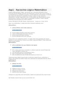 Aap1 - Raciocínio Lógico Matemático | Exercícios Matemática | Docsity