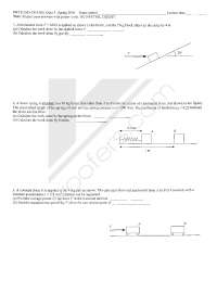 Calculate Work done by Gravity, Applied Force, Friction - Quiz | PHYS 2305 - Docsity