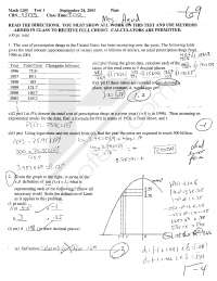 Test 1 with Resolution | Calculus | MATH 1205 - Docsity
