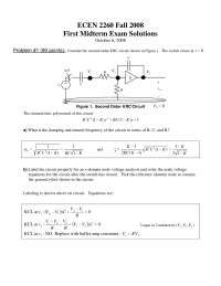 Solutions Midterm Exam 1 - Circuits as Systems | ECEN 2260 - Docsity